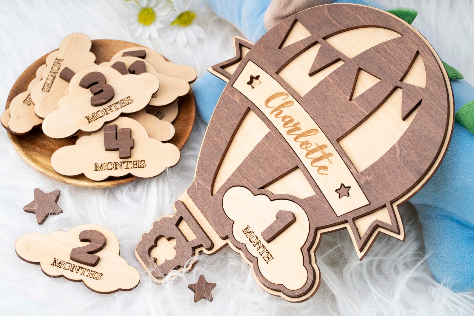 Hot Air Balloon Baby Milestone Markers: Personalized Wood Photo Prop - Etsy