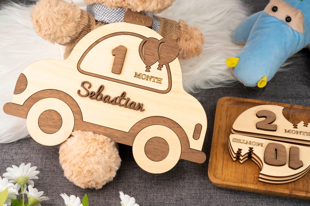 Taxi Car Baby Milestone Set: Personalized Wooden Photo Prop - Etsy