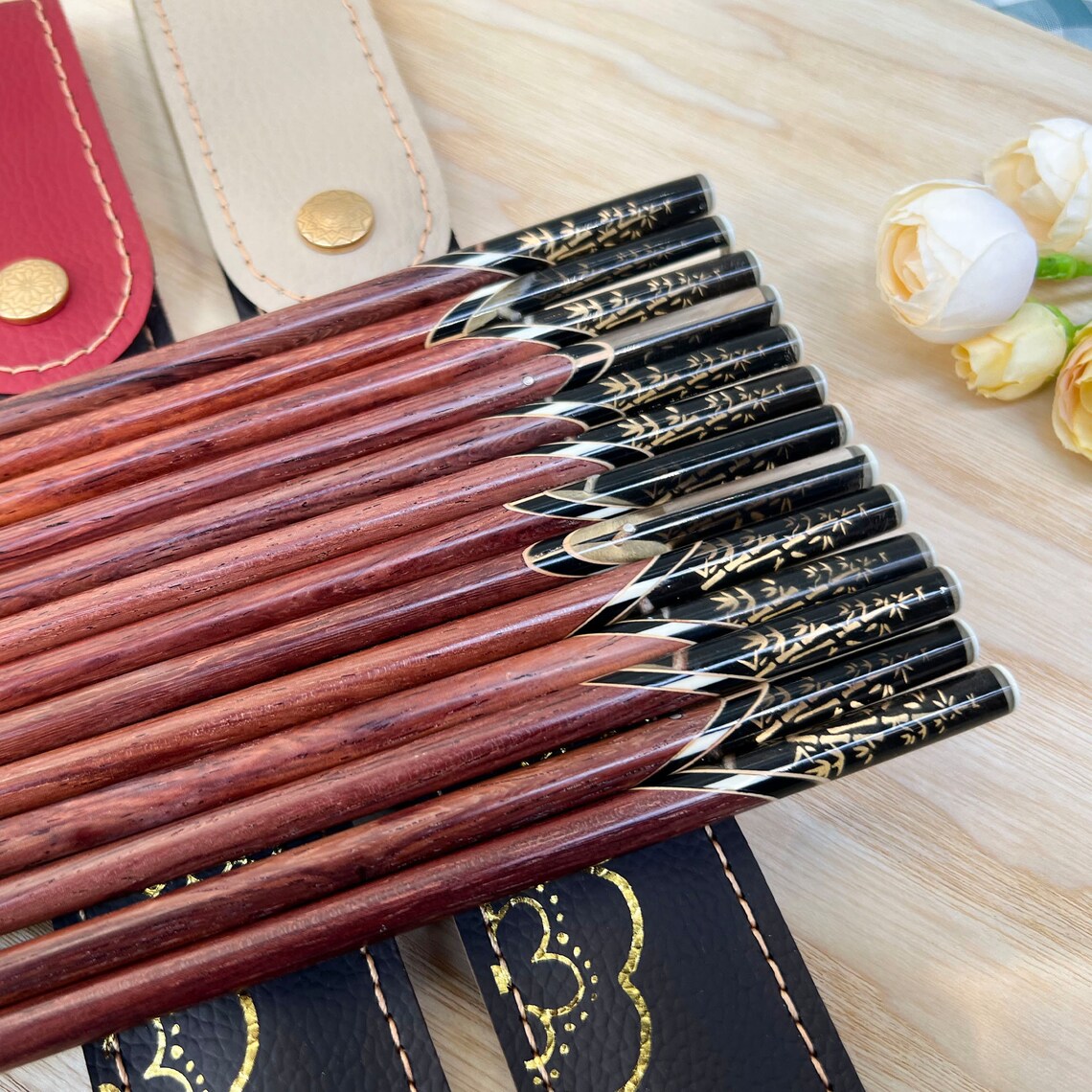 Personalized Rosewood Chopsticks With Leather Pouch. Japanese - Etsy