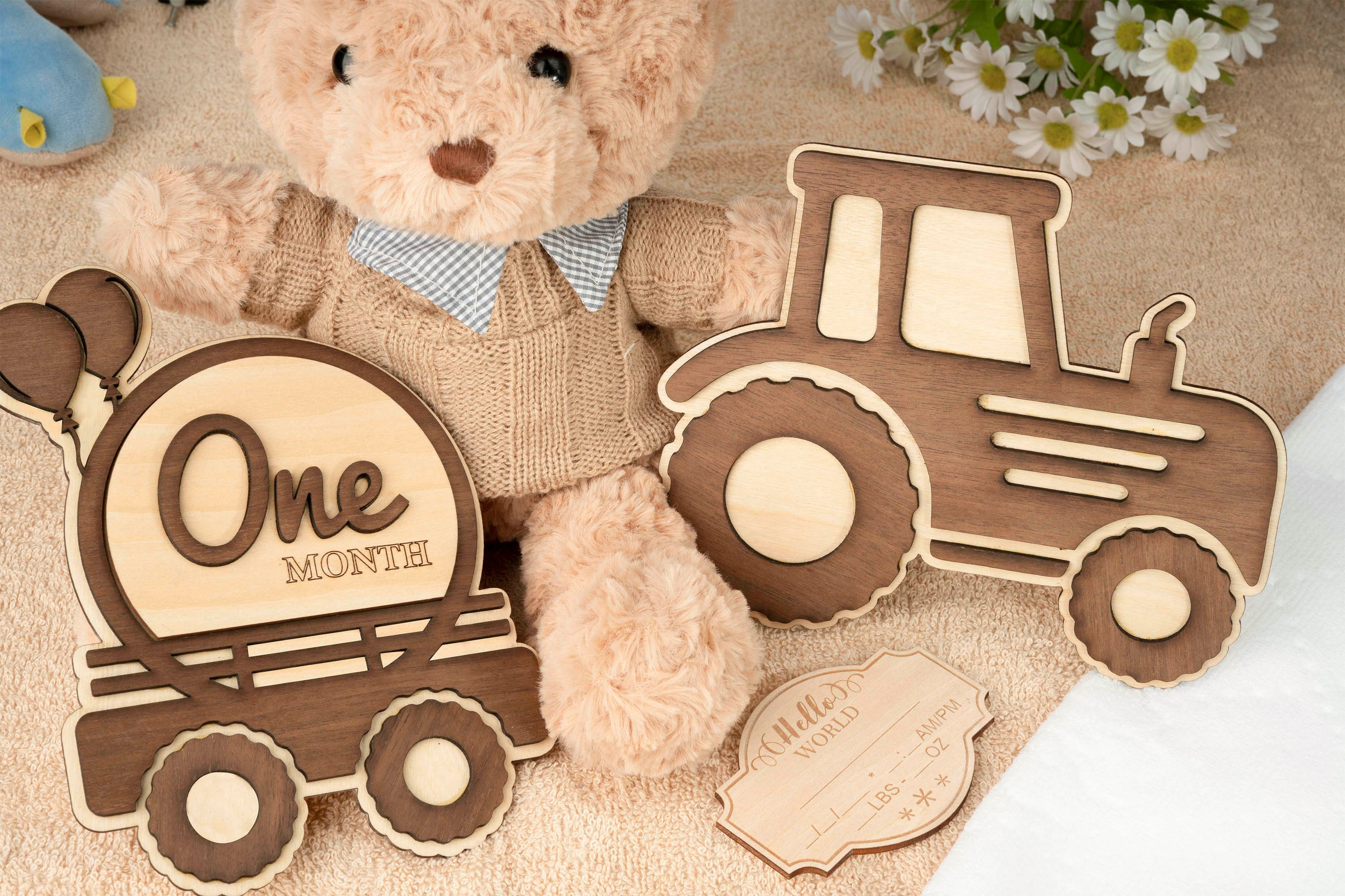 Tractor Baby Monthly Milestone Photo Prop Set: Wooden Farm Theme - Etsy
