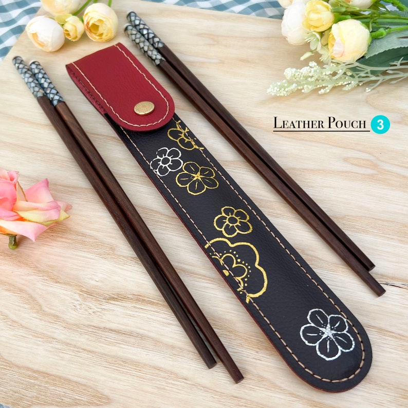 Personalized Rosewood Chopsticks With Leather Pouch. Vietnam Chopsticks ...