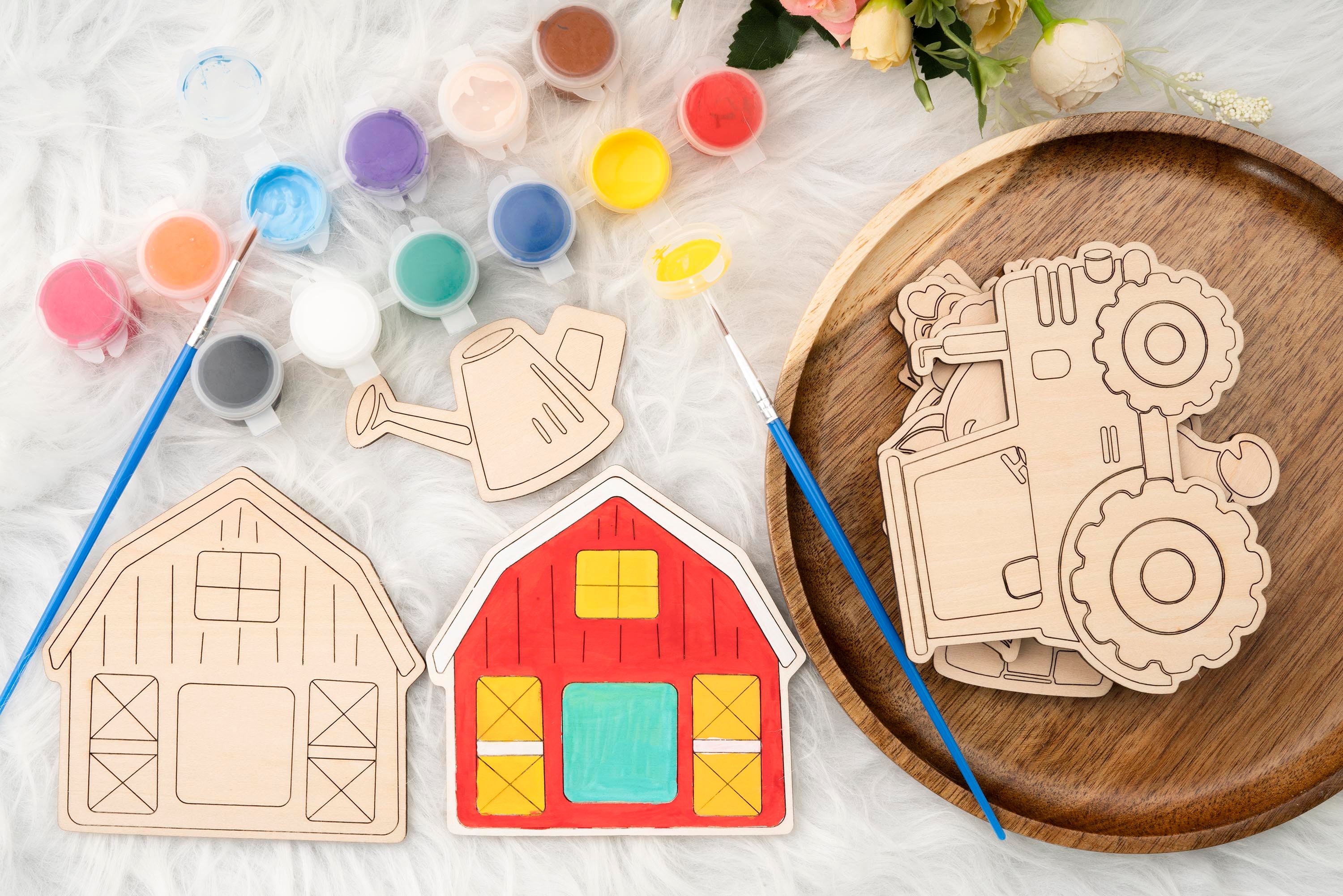 Wooden DIY Coloring Set for Kids. DIY Paint Set. DIY Wooden Unfinished ...