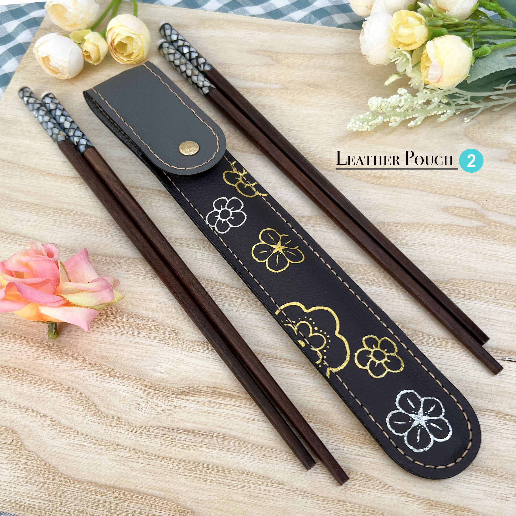 Personalized Rosewood Chopsticks With Leather Pouch. Vietnam Chopsticks ...