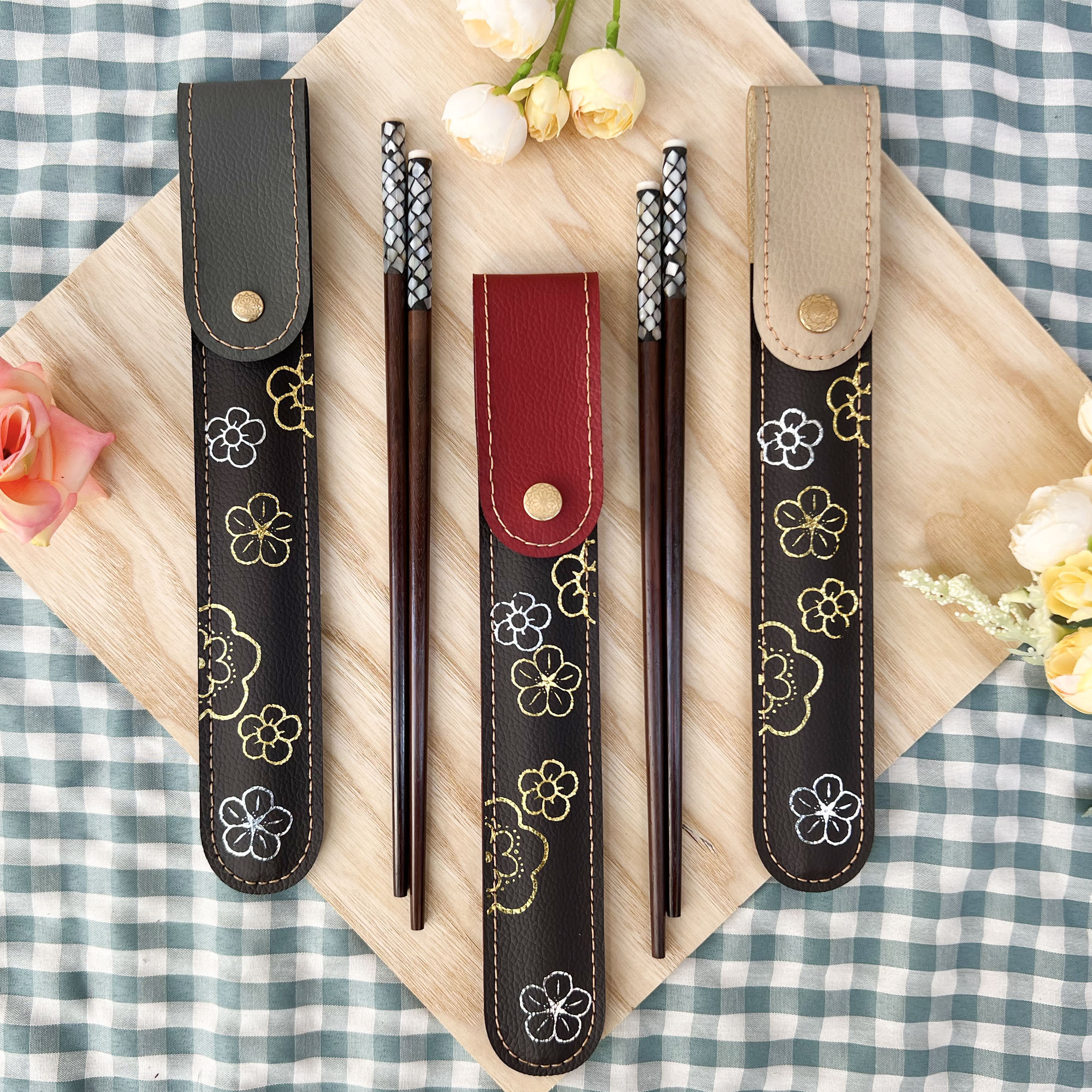 Personalized Rosewood Chopsticks With Leather Pouch. Vietnam Chopsticks ...