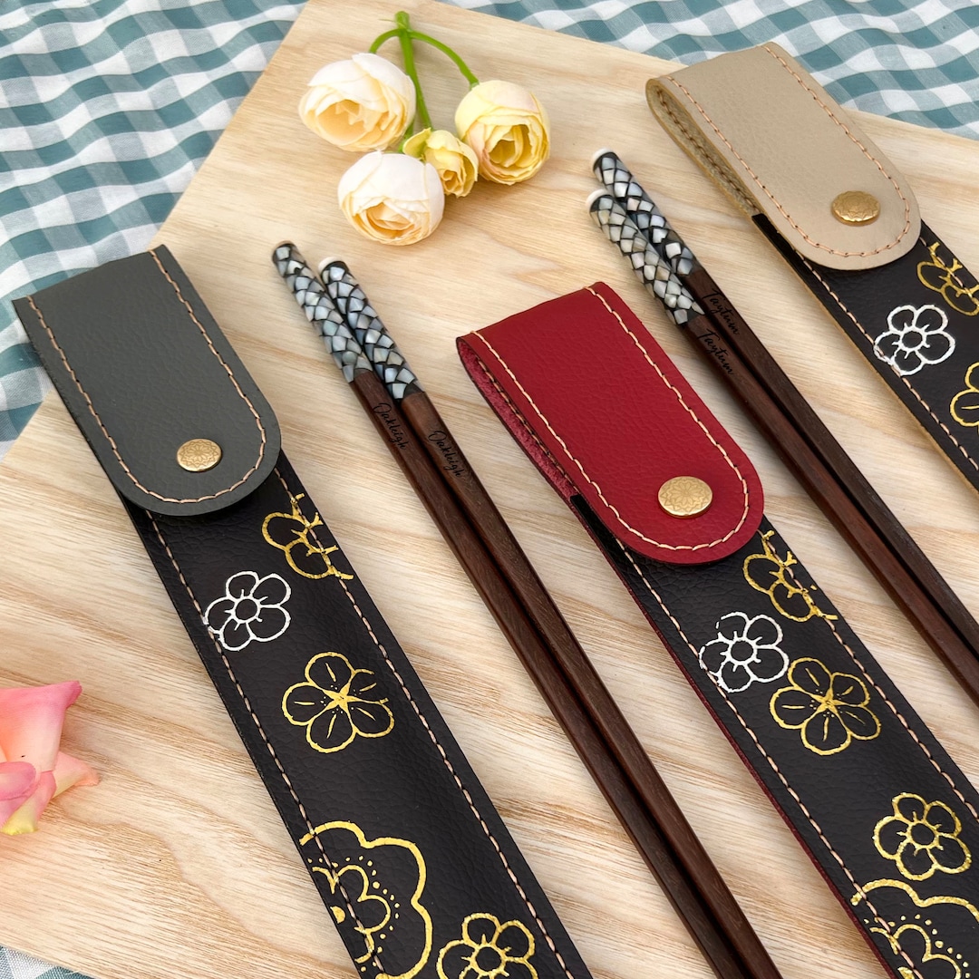 Personalized Rosewood Chopsticks With Leather Pouch. Vietnam Chopsticks ...