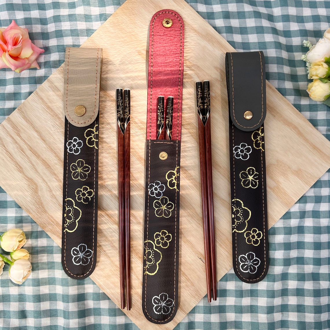 Personalized Rosewood Chopsticks With Leather Pouch. Japanese - Etsy
