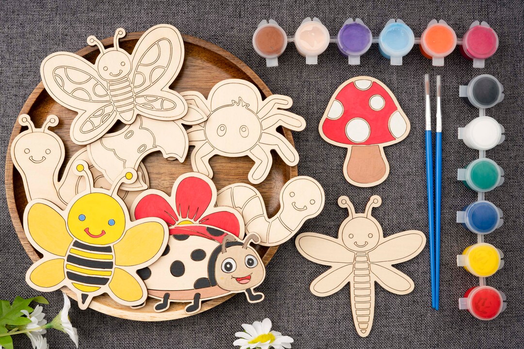 Wooden DIY Coloring Set for Kids. DIY Paint Set. DIY Wooden Unfinished ...