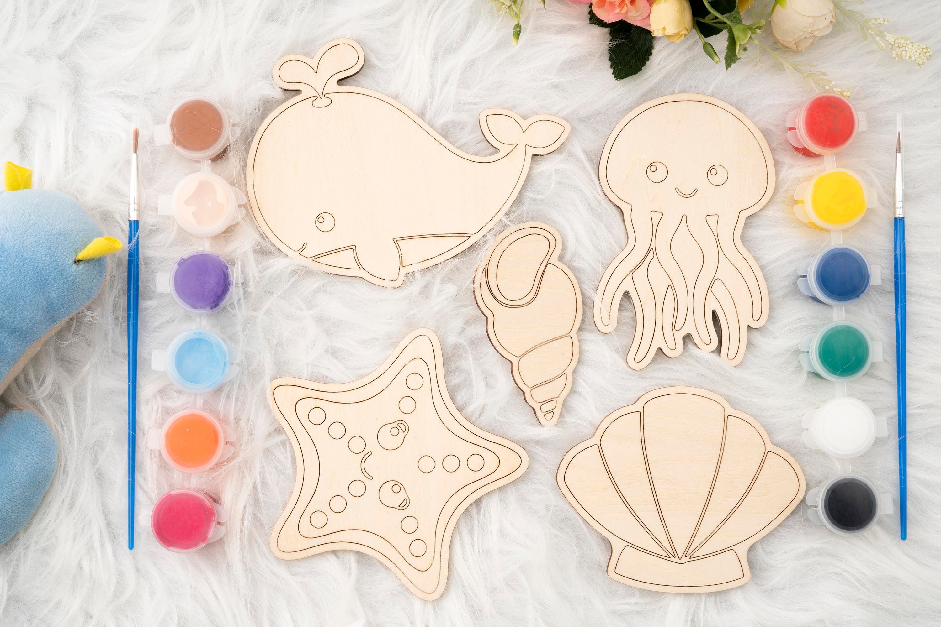 Wooden DIY Coloring Set for Kids. DIY Paint Set. DIY Wooden Unfinished ...