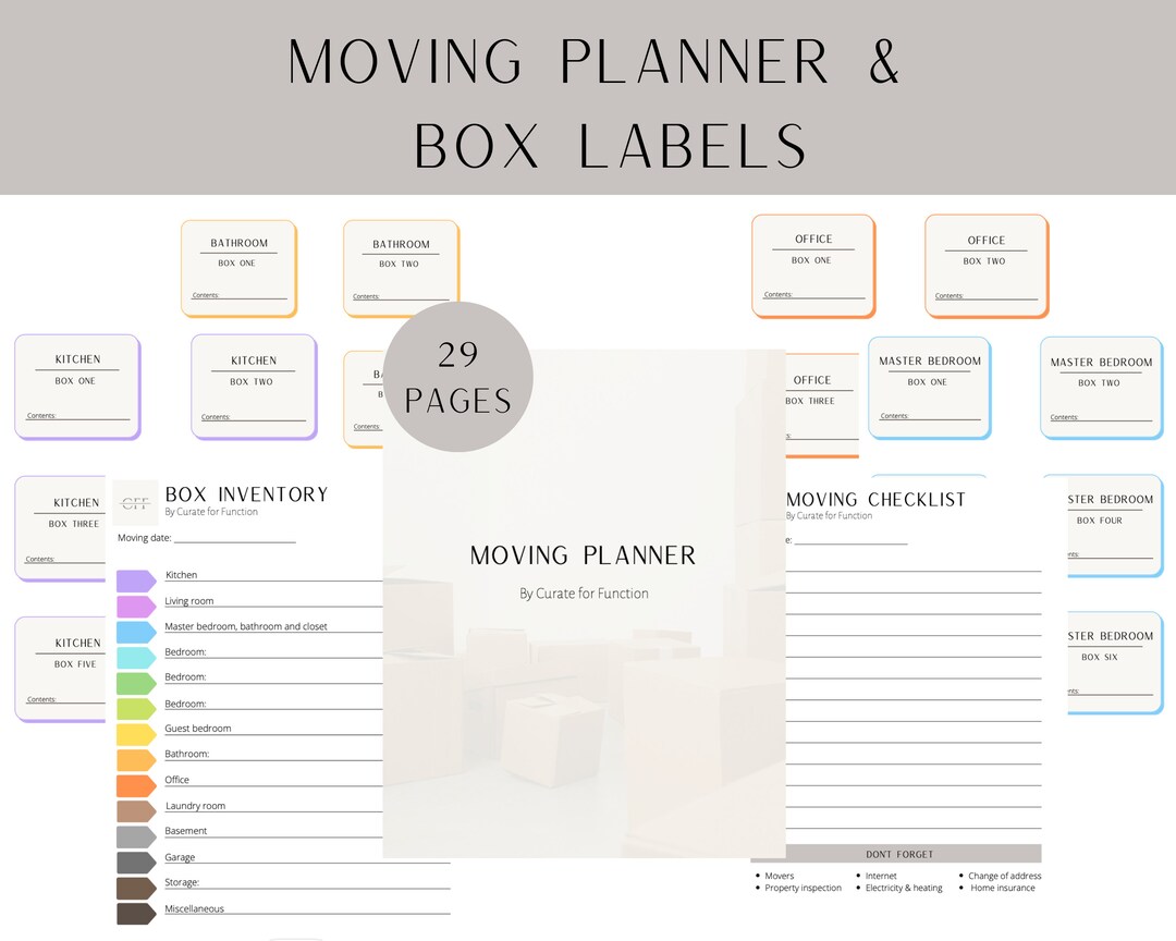 Moving Planner, Moving Checklist, Relocation Planner, Moving Day ...