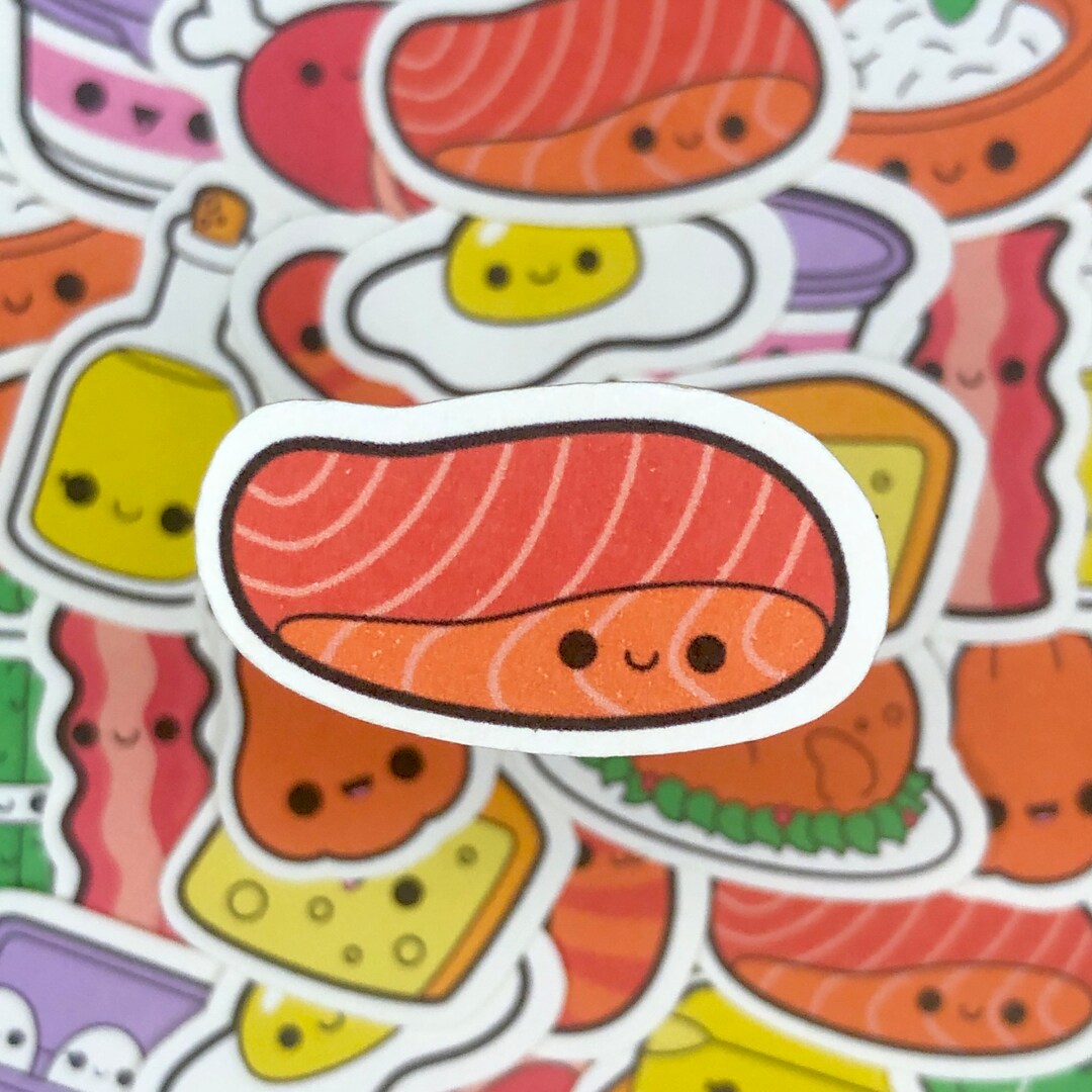 Kawaii Food Sticker Salmon Fillet - Etsy