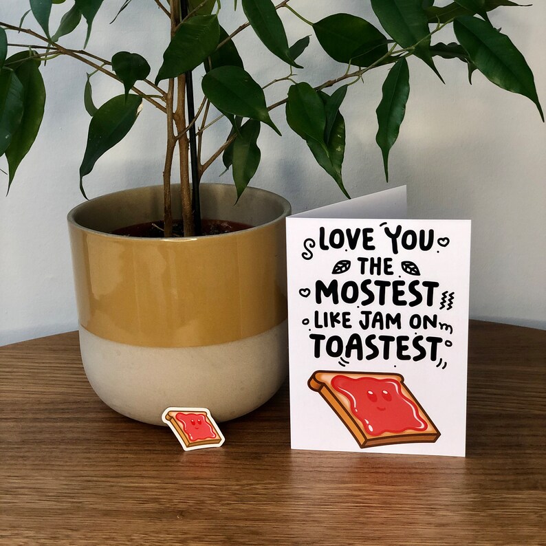 Jam on Toast Card Matching Sticker Funny Food Card Vinyl Toast Sticker ...