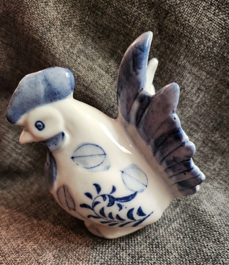 Vintage Rooster Bank Delft Blue Style 4.5 In. - Etsy