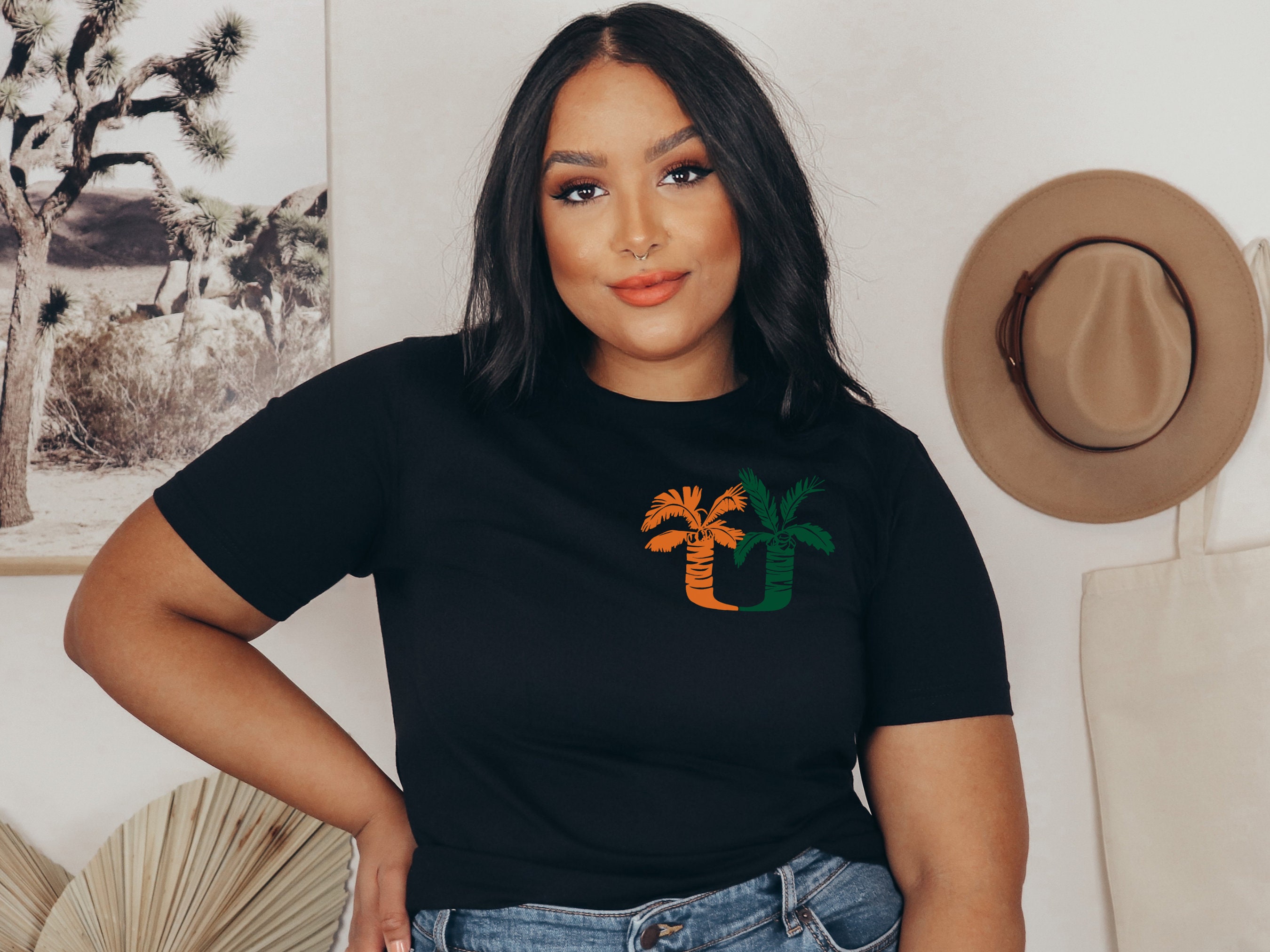 UM Palm Tree Pocket Shirt, Umiami Inspired, Fan Made Design, Miami ...