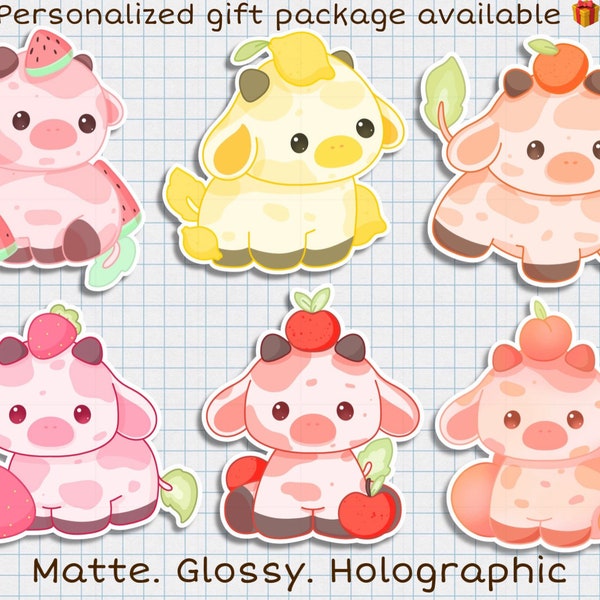 Kawaii Strawberry Cow Sticker - Etsy