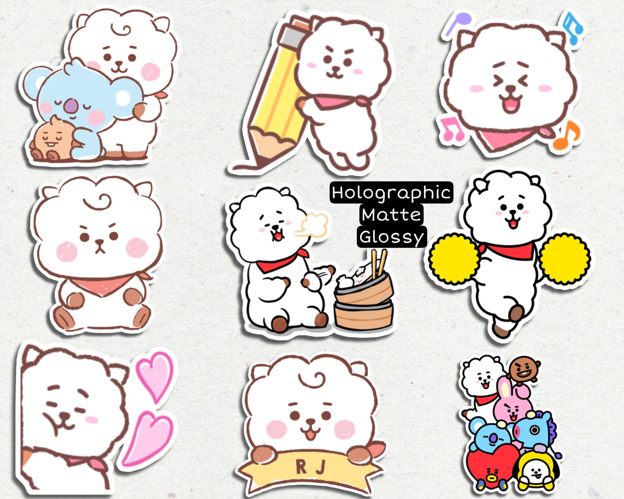 BT21 RJ Stickers Cute Kawaii Pack Matte. Glossy. - Etsy Australia