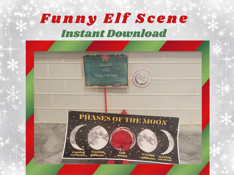 Printable Funny Elf Full Moon Prop L Instant Download Elf Prop L Christmas Elf Printable L DIY ...