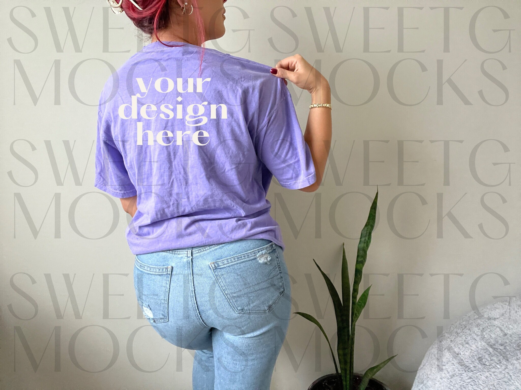 Comfort Colors C1717 Violet Mockup Oversized Tshirt Fall Mockup Trendy ...