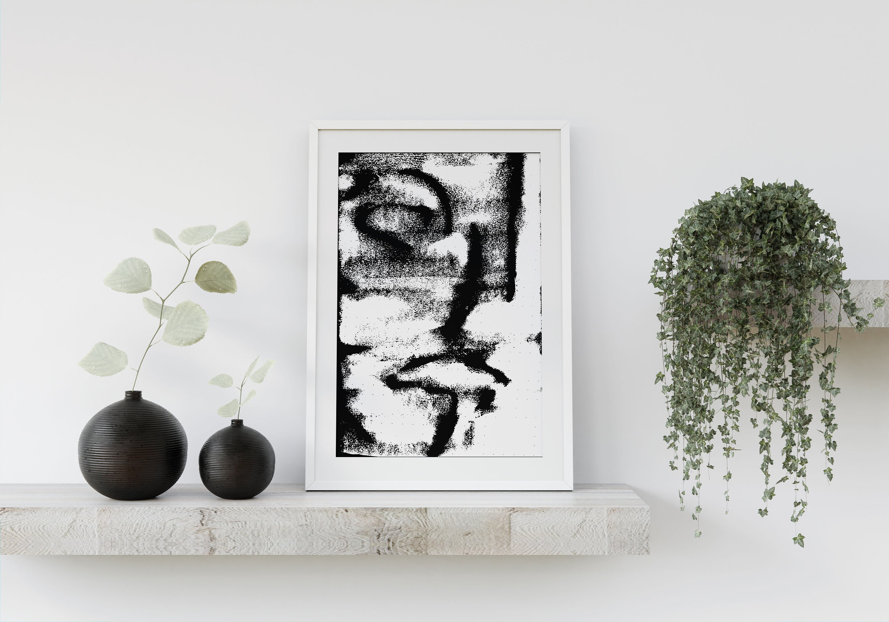 Set of 2 Abstract Face Prints | Printmaking Posters | DIGITAL DOWNLOAD ...