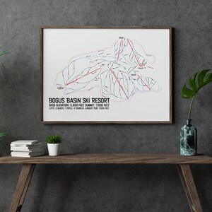 Bogus Basin Aesthetic Trail Map | Skiing Poster | Snowboarding Poster ...