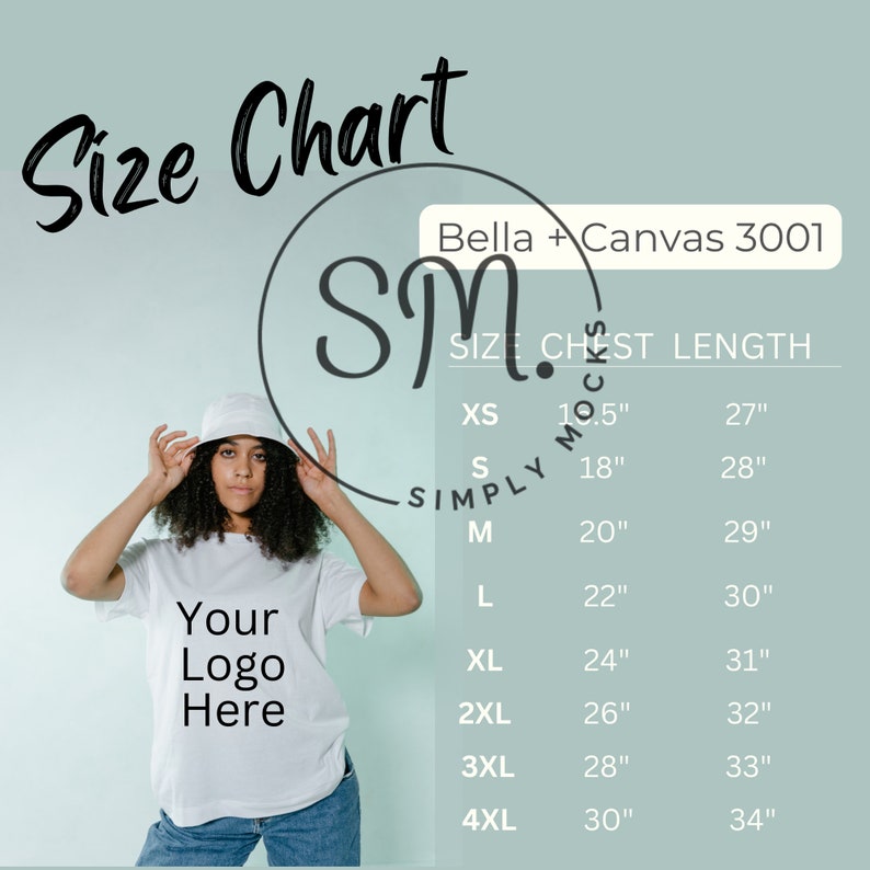 Bella Canvas 3001 Size Chart and Color Chart Mockup Bundle - Etsy