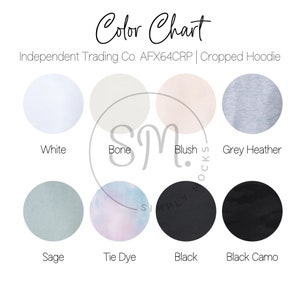 AFX64CRP Bundle Size Chart and Color Chart, Cropped Hoodie Size and ...
