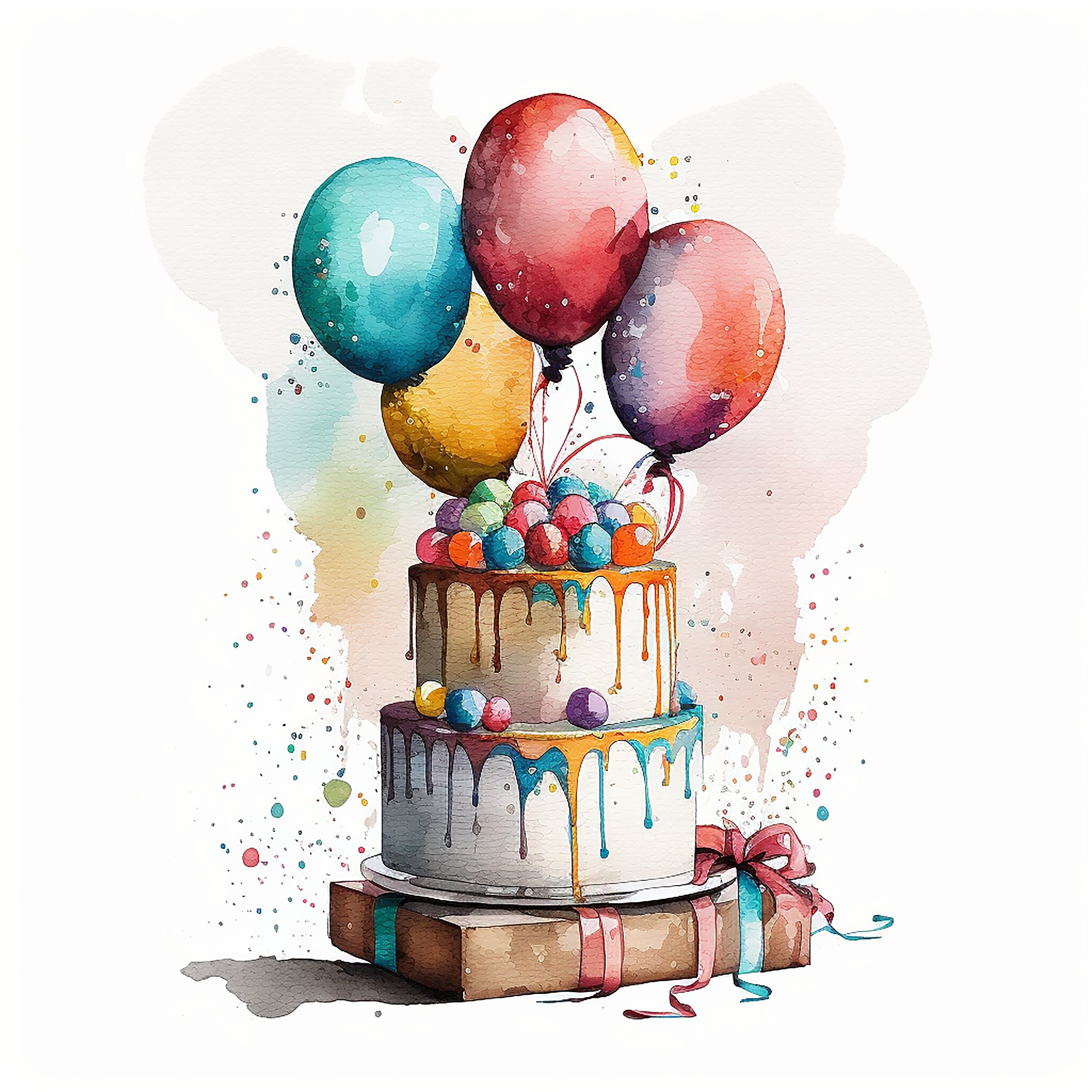 Watercolor Birthday, Candles, Birthday Cake, Clipart Set in PNG Format ...