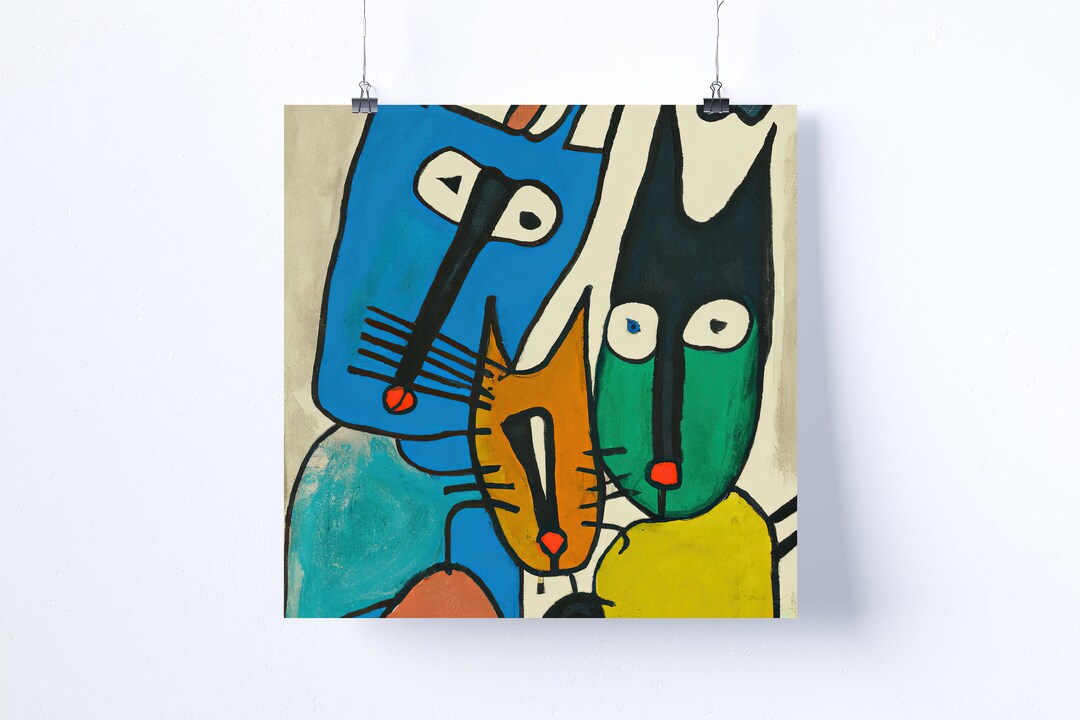 Three Cats Mid Century Modern Picasso Style Instant Download Printable ...