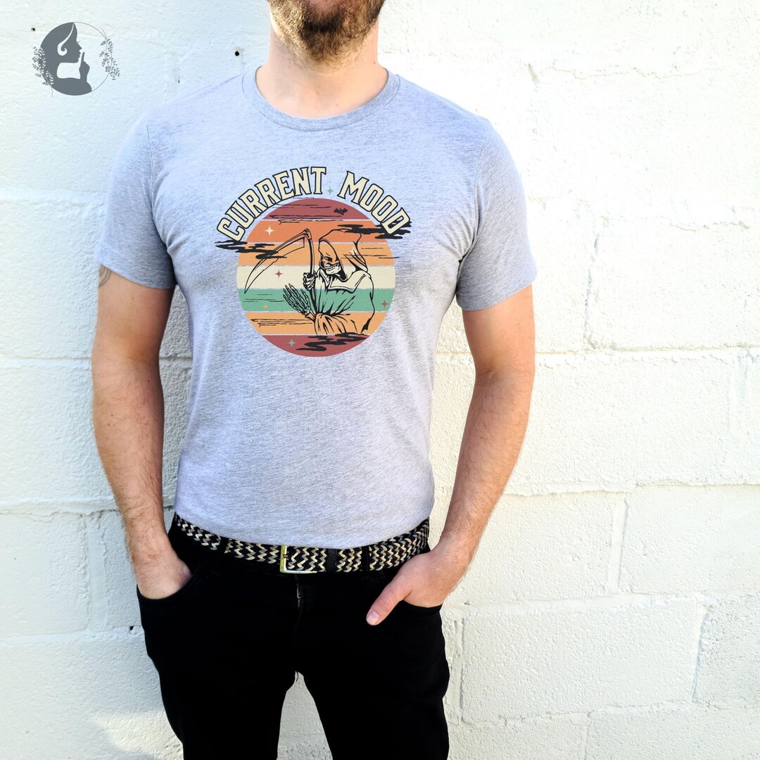 Current Mood Shirt in a Vintage Style, Retro Halloween Tshirt, Skeleton ...
