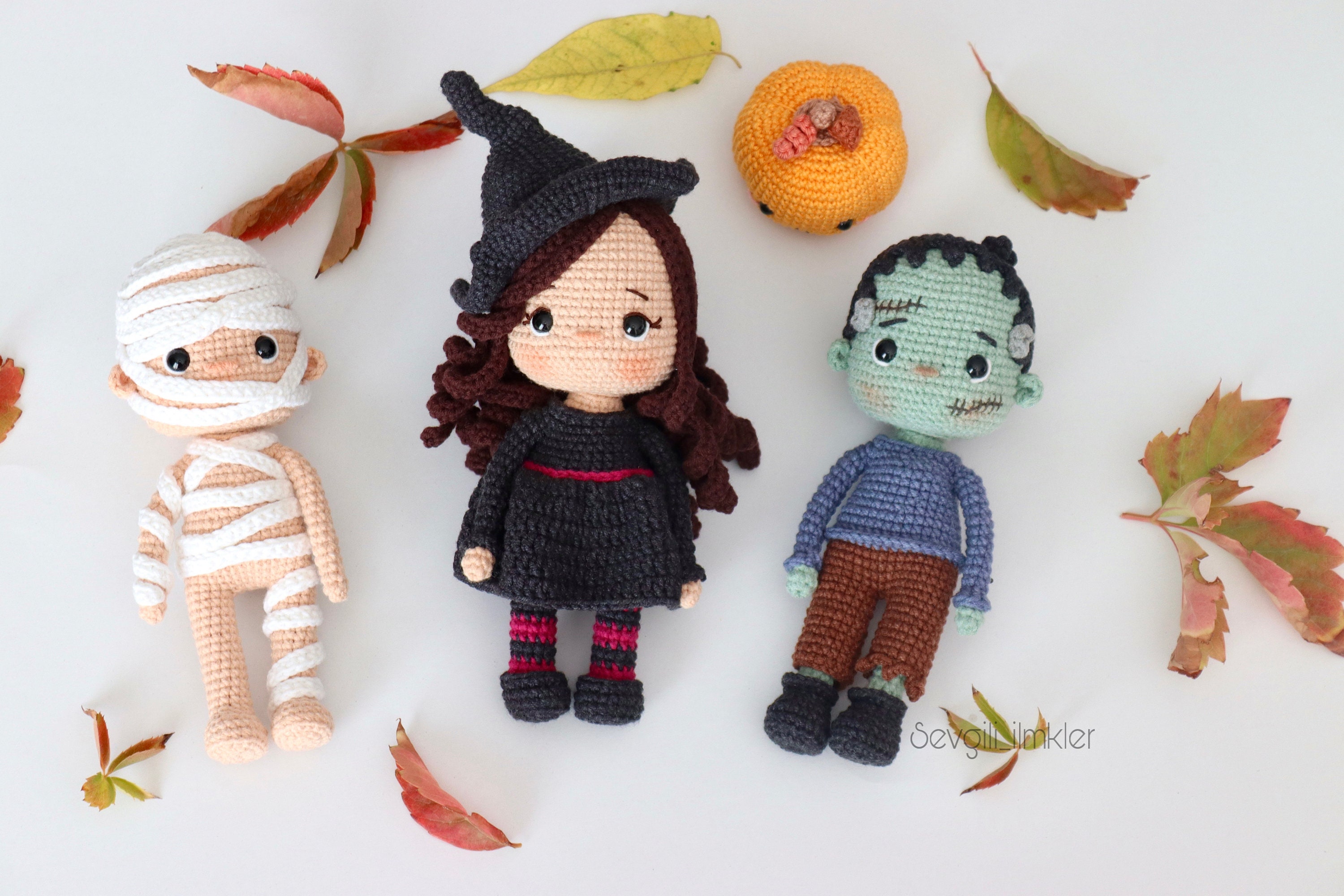 Halloween Pack Witch,mummy and Frankenstein Amigurimi English Pattern ...