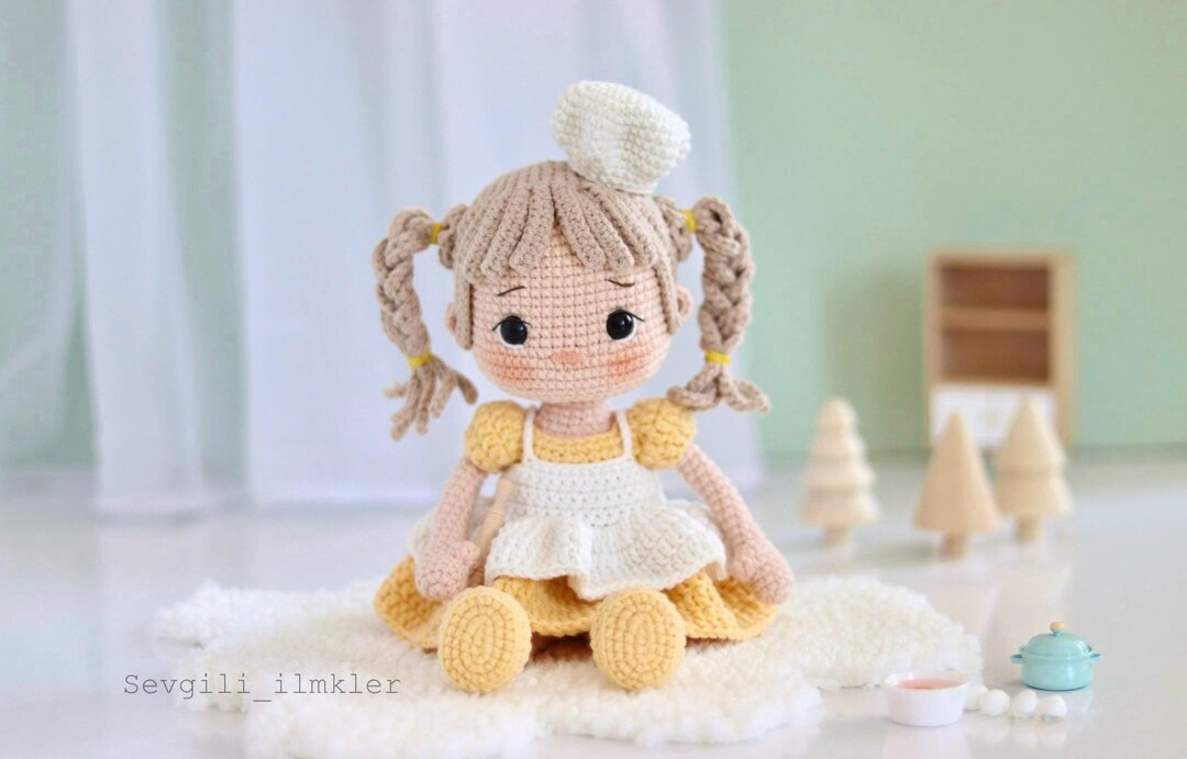 Eng-fr Crochet Sitting Cook Doll Lora Pattern - Etsy