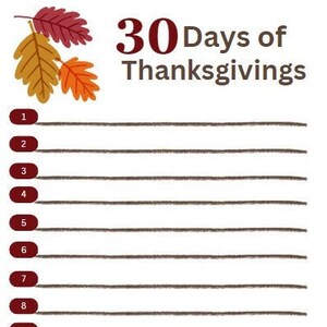 30 Days of Thanksgivings Printable | Gratitude Journaling | Fall ...