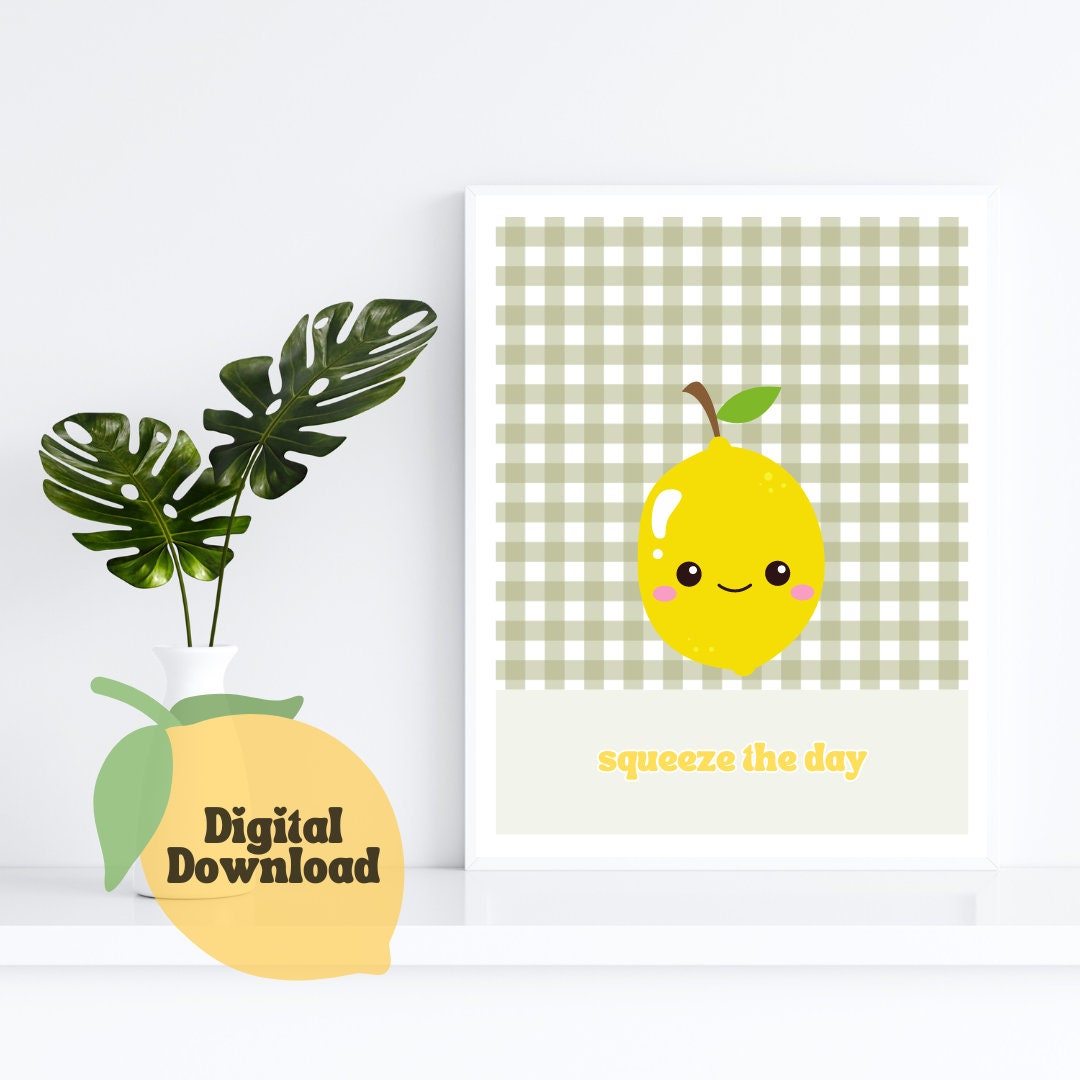 Squeeze the Day Lemon Print Wall Art Nursery Decor Playroom Art Kitchen ...