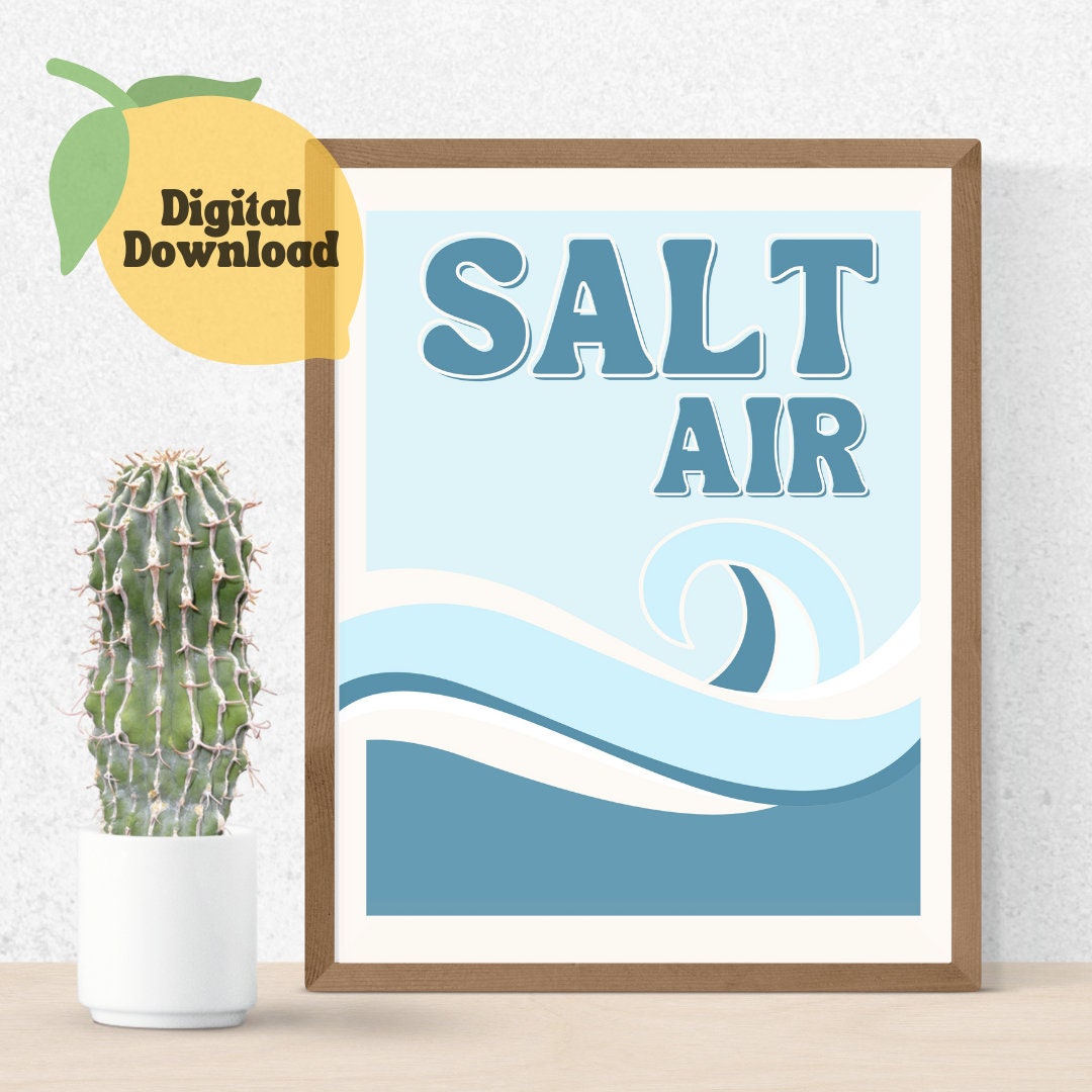 Salt Air Minimalist Beach Wall Art | Blue Ocean Print Instant Download ...
