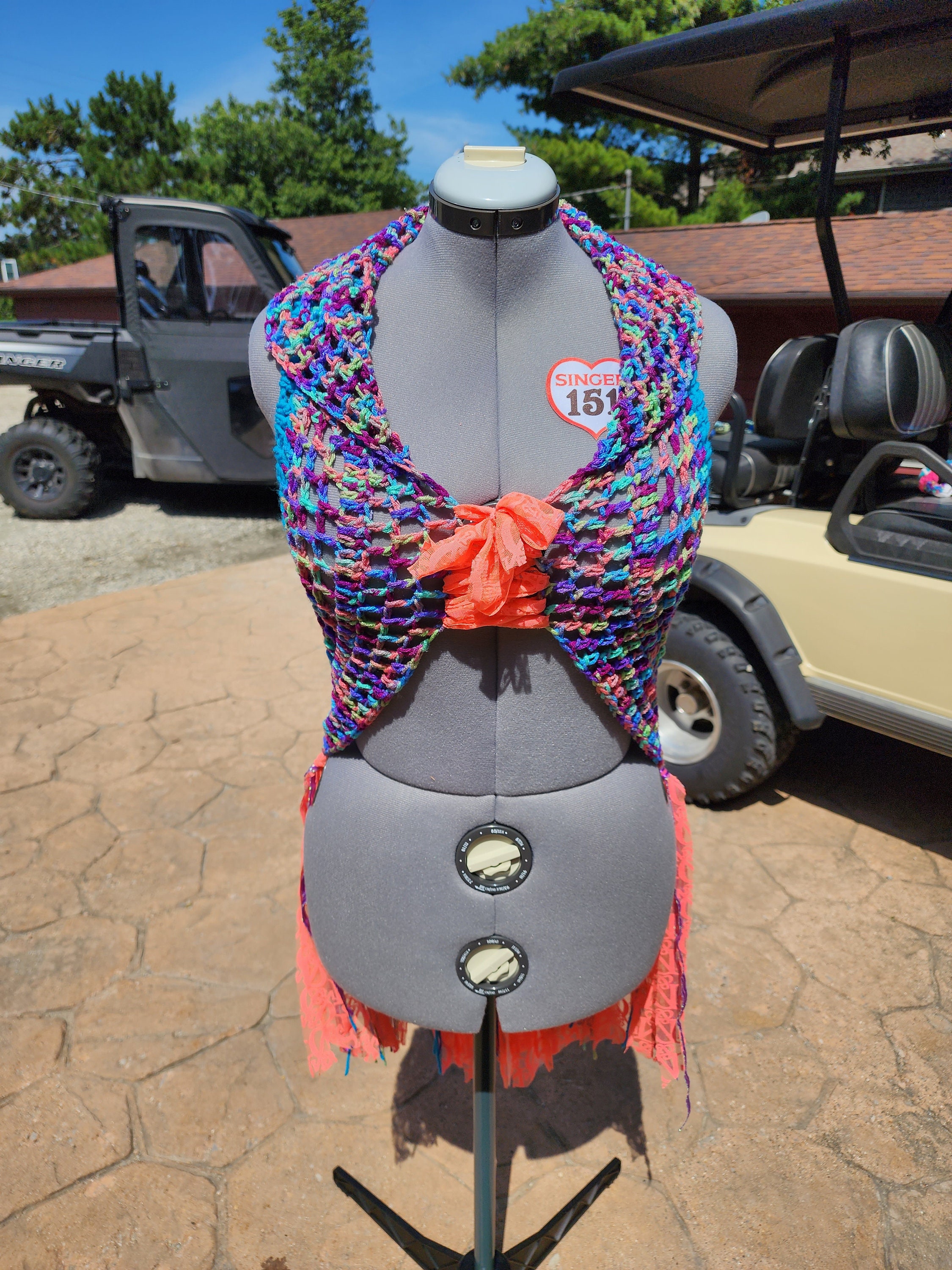 Spiderweb Front Tie Crochet Vest - Etsy