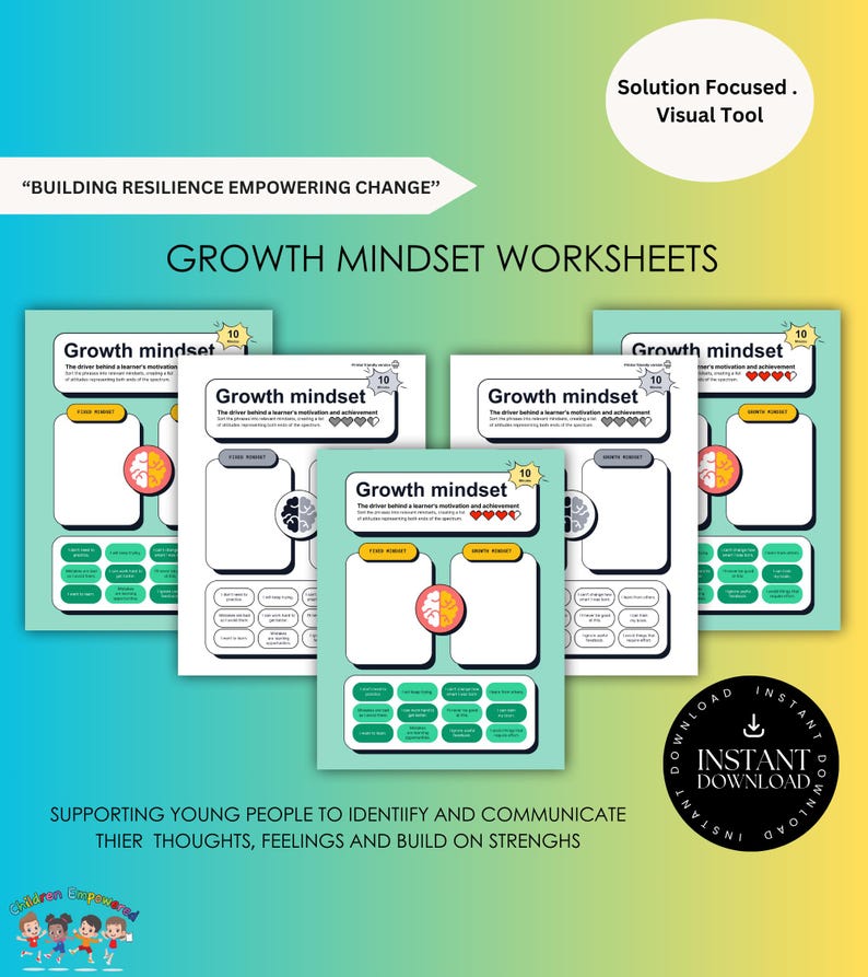 Editable Growth Mindset Worksheet: Youth Mental Health, Stress Relief ...
