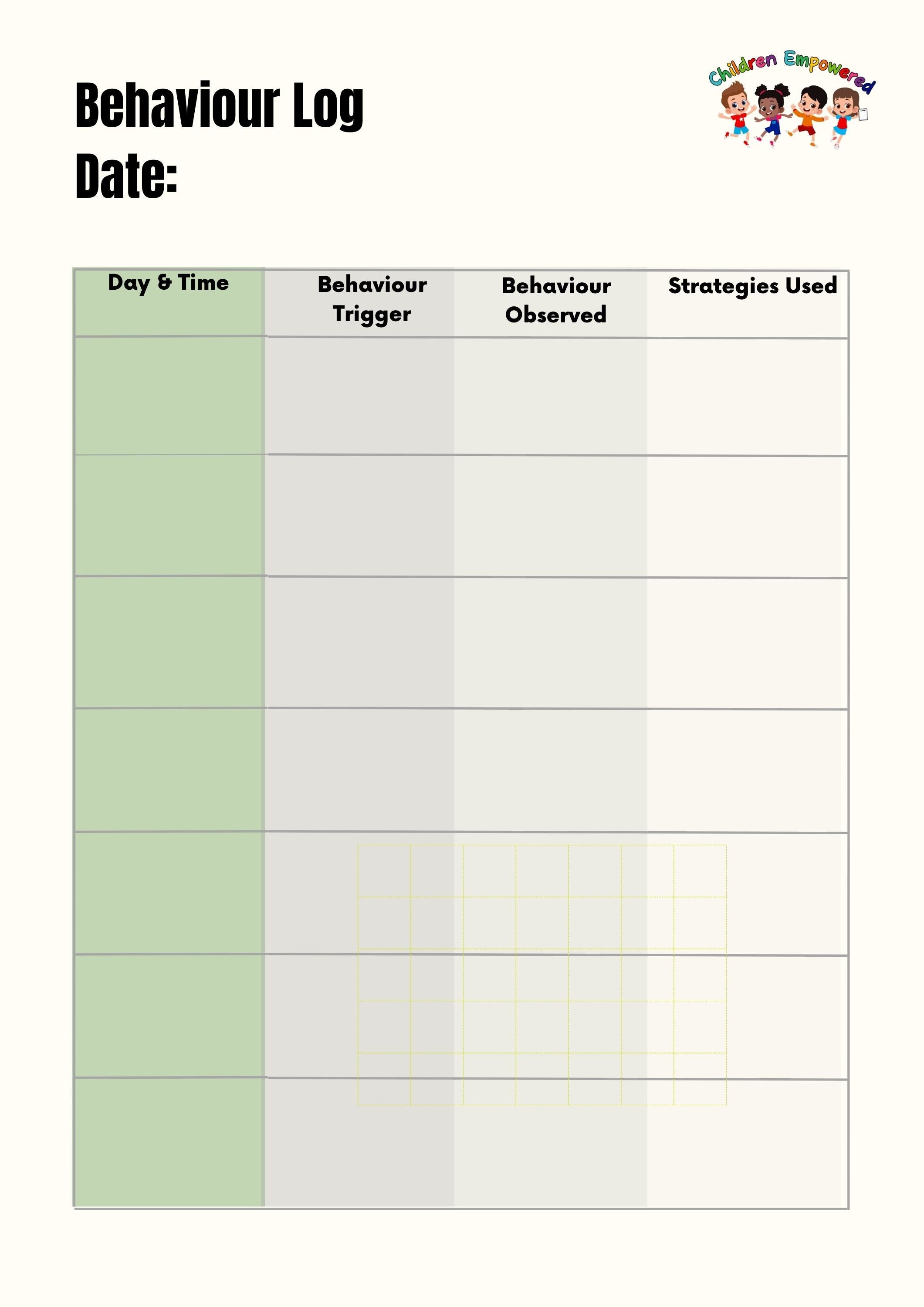 Youth Behaviour Management Log & Tracker | Printable Intervention ...