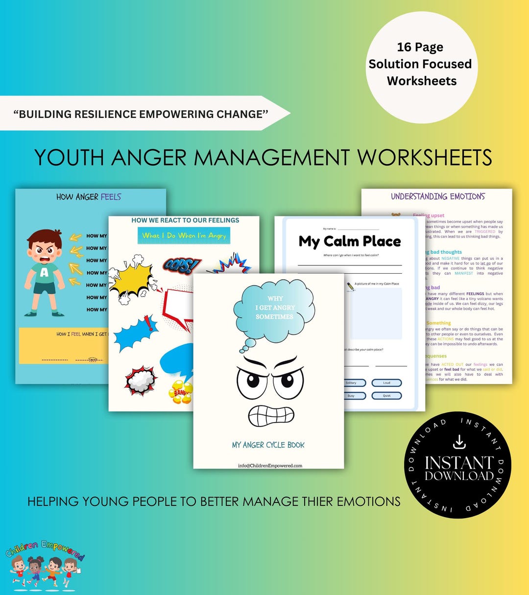Anger Management Worksheets: Youth Emotional Regulation Activity Book ...