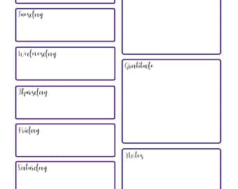 Undated Printable Monthly Calendar With Purple Calligraphy - Etsy