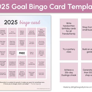 2025 Goal & Vision Board Bingo Card Digital Template - Instant Download ...