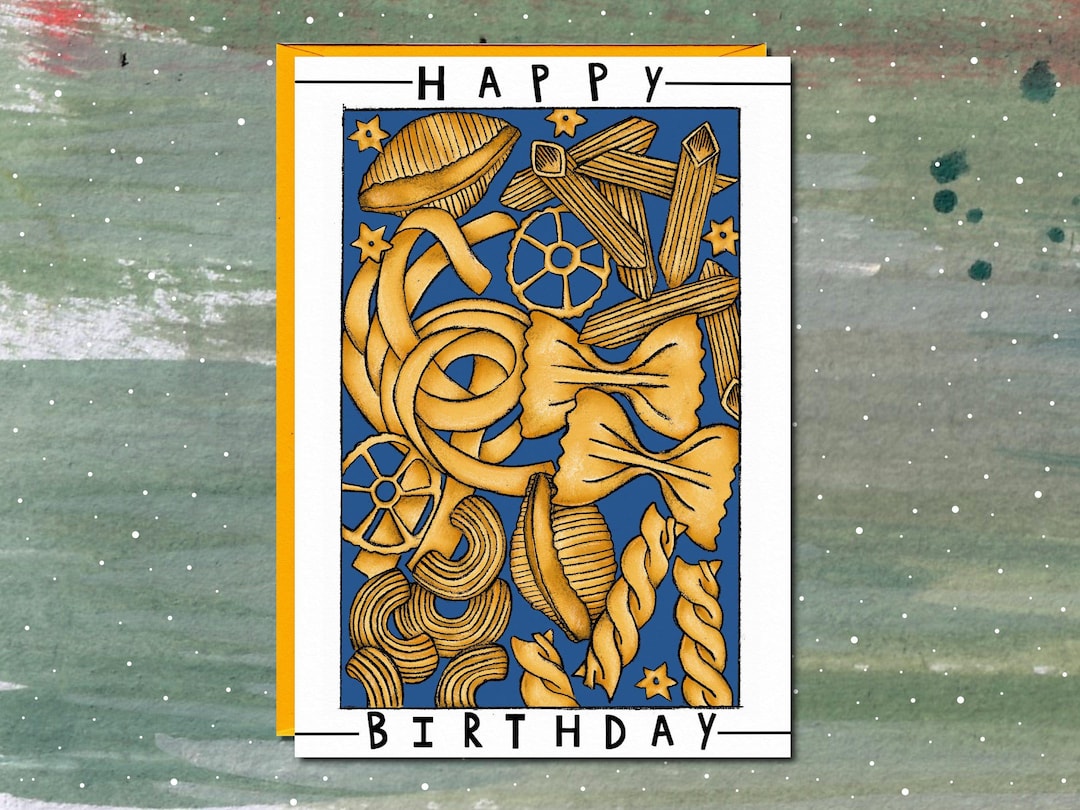 Pasta Card, Italian Food Card, Pasta Happy Birthday Card, Pasta Lover ...
