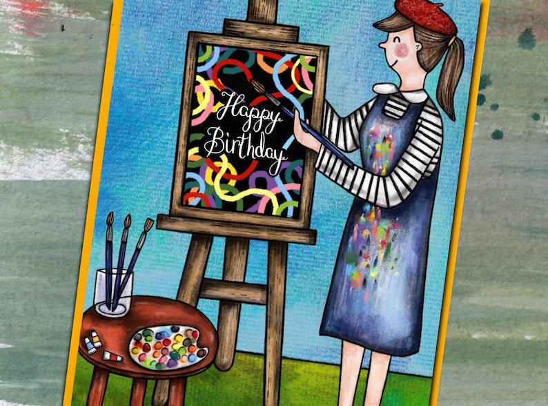 Artist Birthday Card, Painter Card, Art Student Card, Painting Birthday ...
