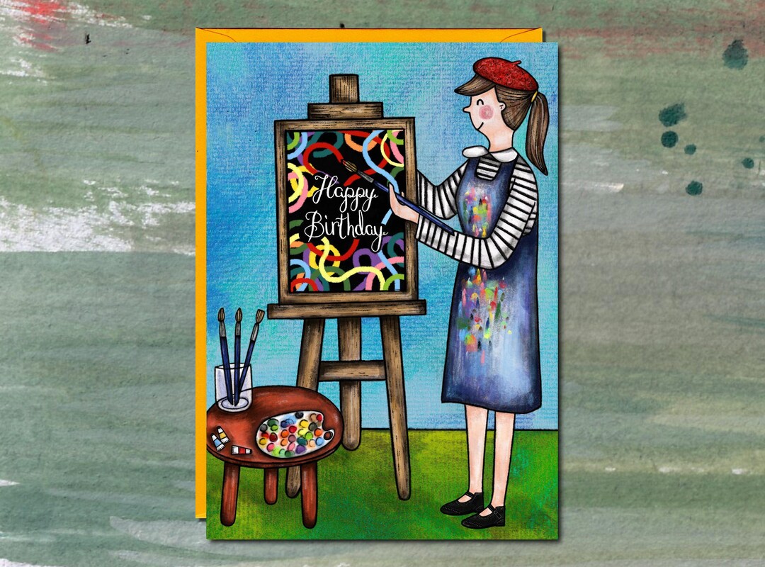 Artist Birthday Card, Painter Card, Art Student Card, Painting Birthday ...