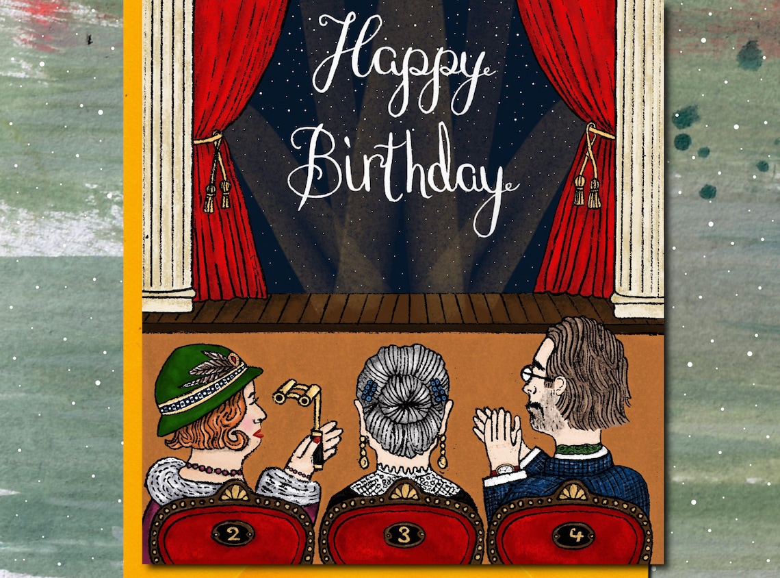 Theatre Birthday Card, Musical Theatre Birthday Card for Theatre Lovers ...