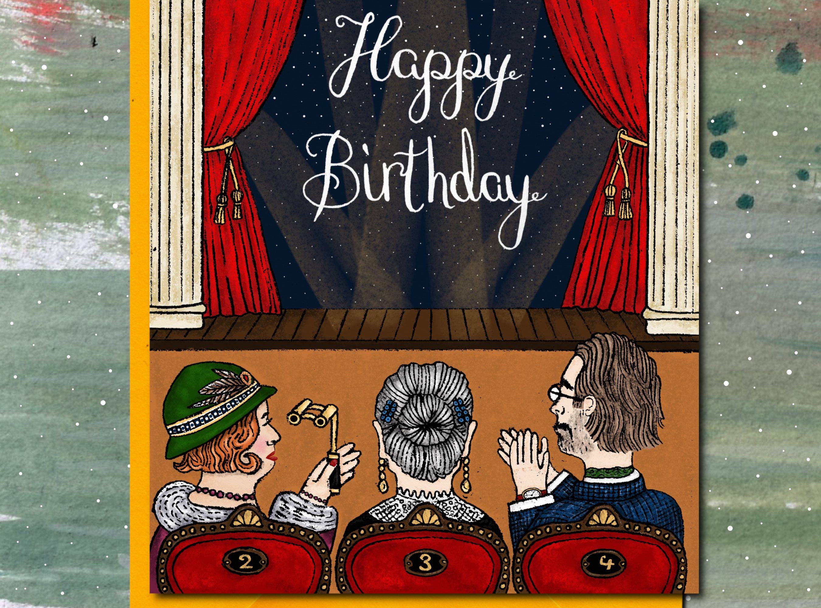 Theatre Birthday Card, Musical Theatre Birthday Card for Theatre Lovers ...