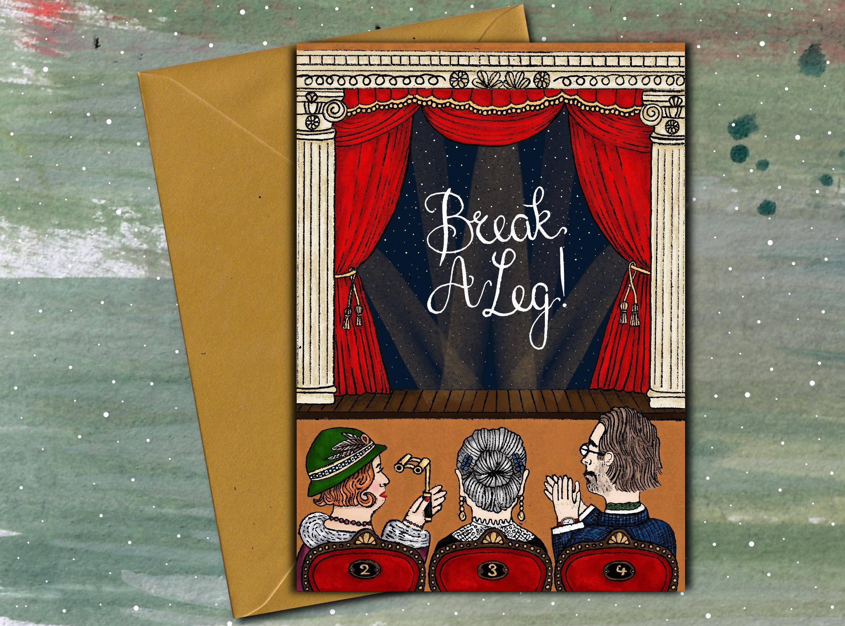 Break a Leg Card, Theatre Card, Opening Night Card, First Night Card ...