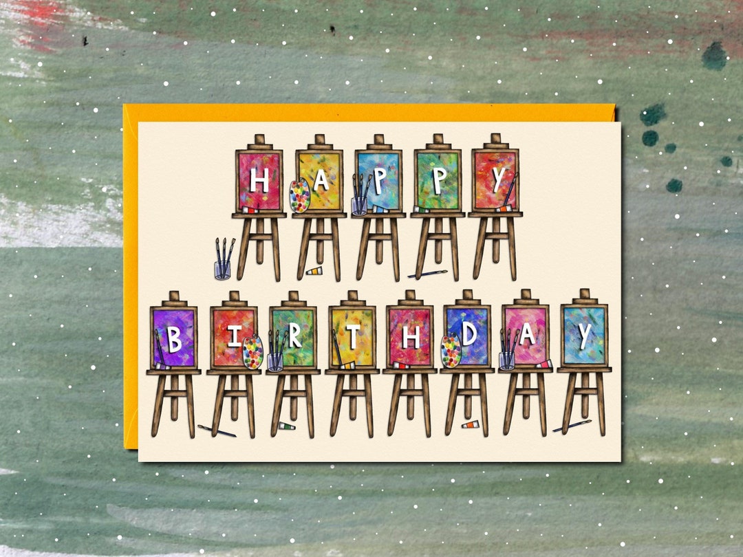 Artist Birthday Card, Art Happy Birthday Card, Art Student Birthday ...