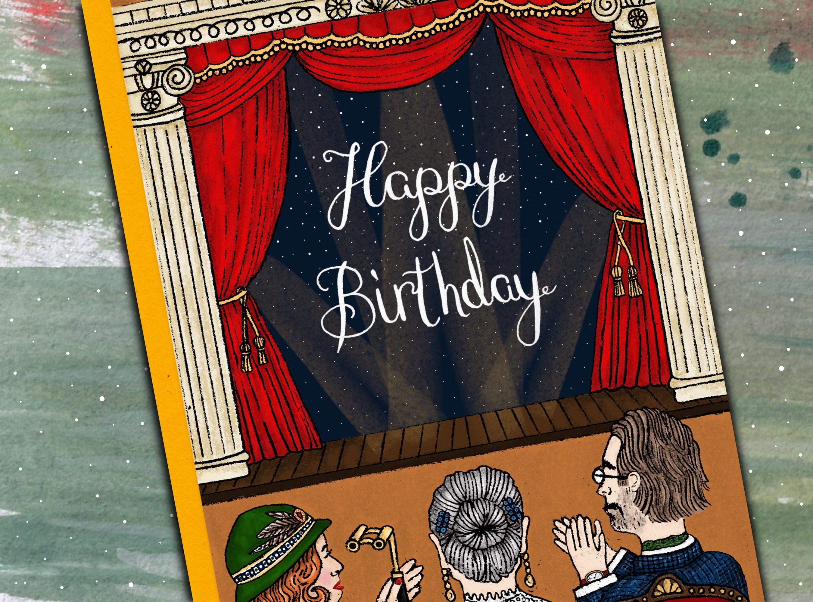 Theatre Birthday Card, Musical Theatre Birthday Card for Theatre Lovers ...