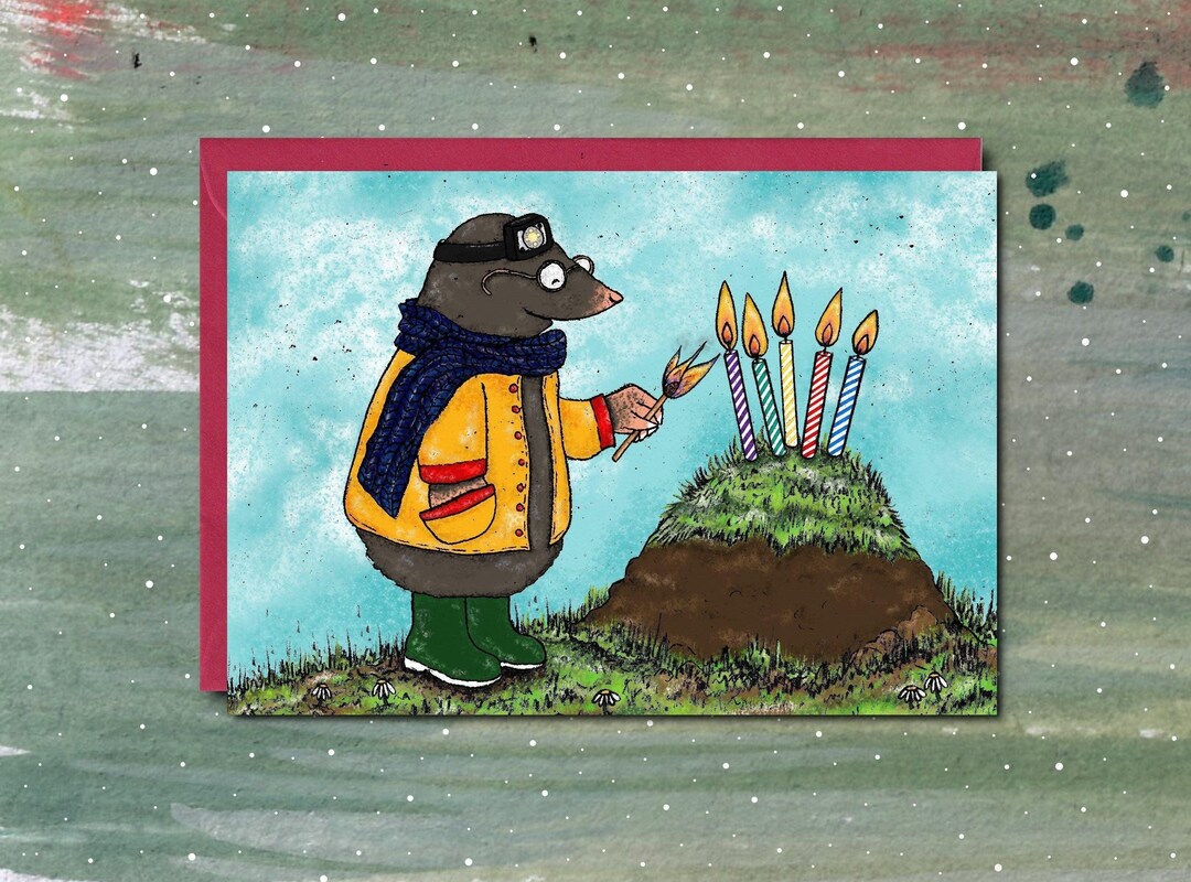 Mole Birthday Card, Mole Card, Cute Birthday Card, British Wildlife ...
