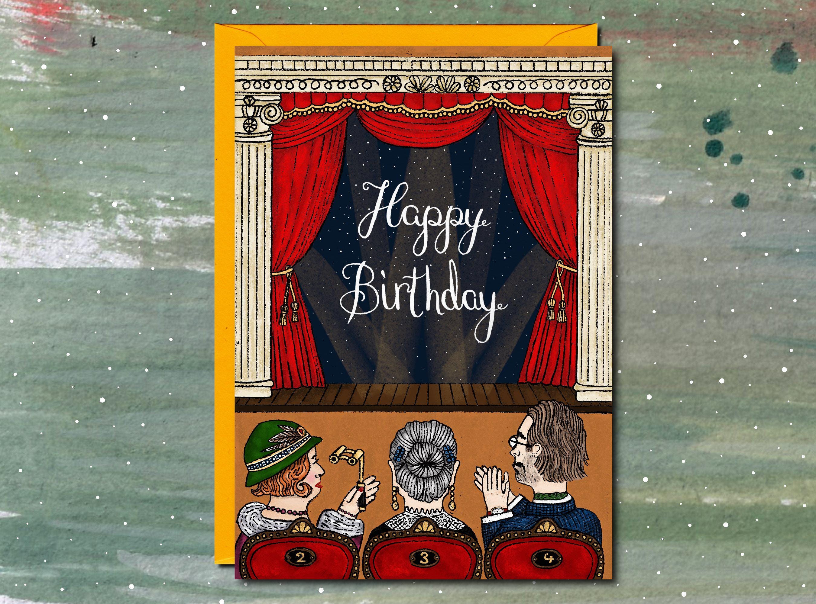 Theatre Birthday Card, Musical Theatre Birthday Card for Theatre Lovers ...