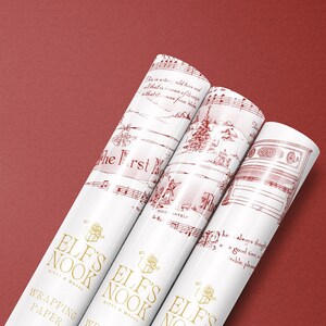 Christmas Carol Red Wrapping Paper Rolls Vintage Festive - Etsy